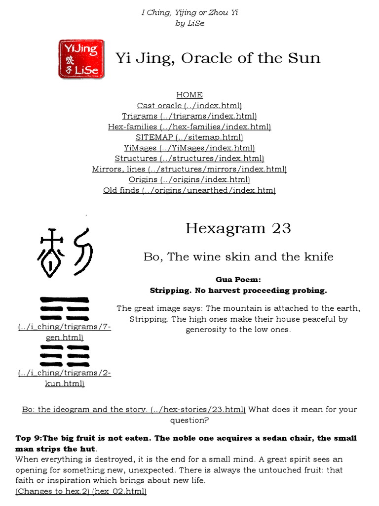 Hexagram 23 yijing.pdf | Religion And Belief | Philosophical Science