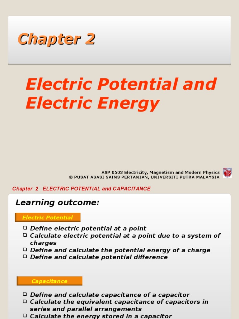 Electric Potential and Electric Energy | PDF | Capacitor | Electronvolt