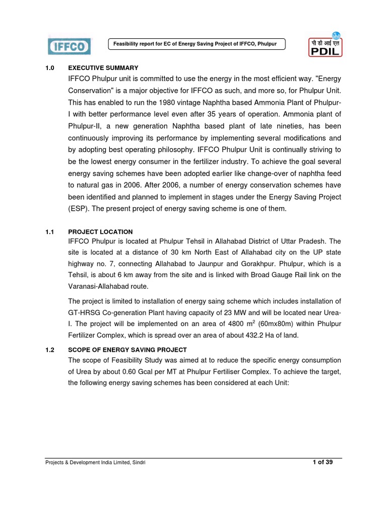 IFFCO Phulpur Energy Saving Plan | PDF | Natural Gas | Electricity Generation