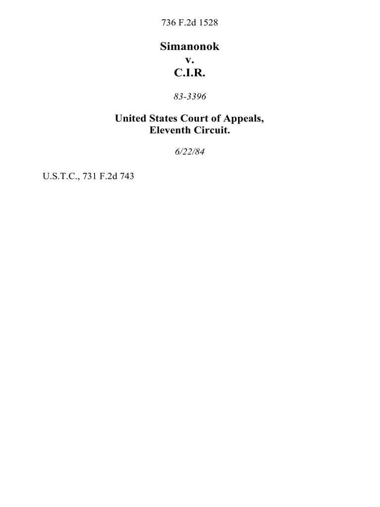 Simanonok v. C.I.R, 736 F.2d 1528, 11th Cir. (1984) | PDF