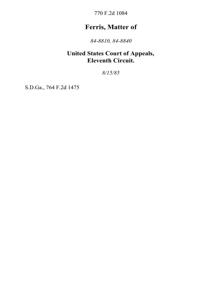 Ferris Case Summary - 11th Circuit Appeal | PDF