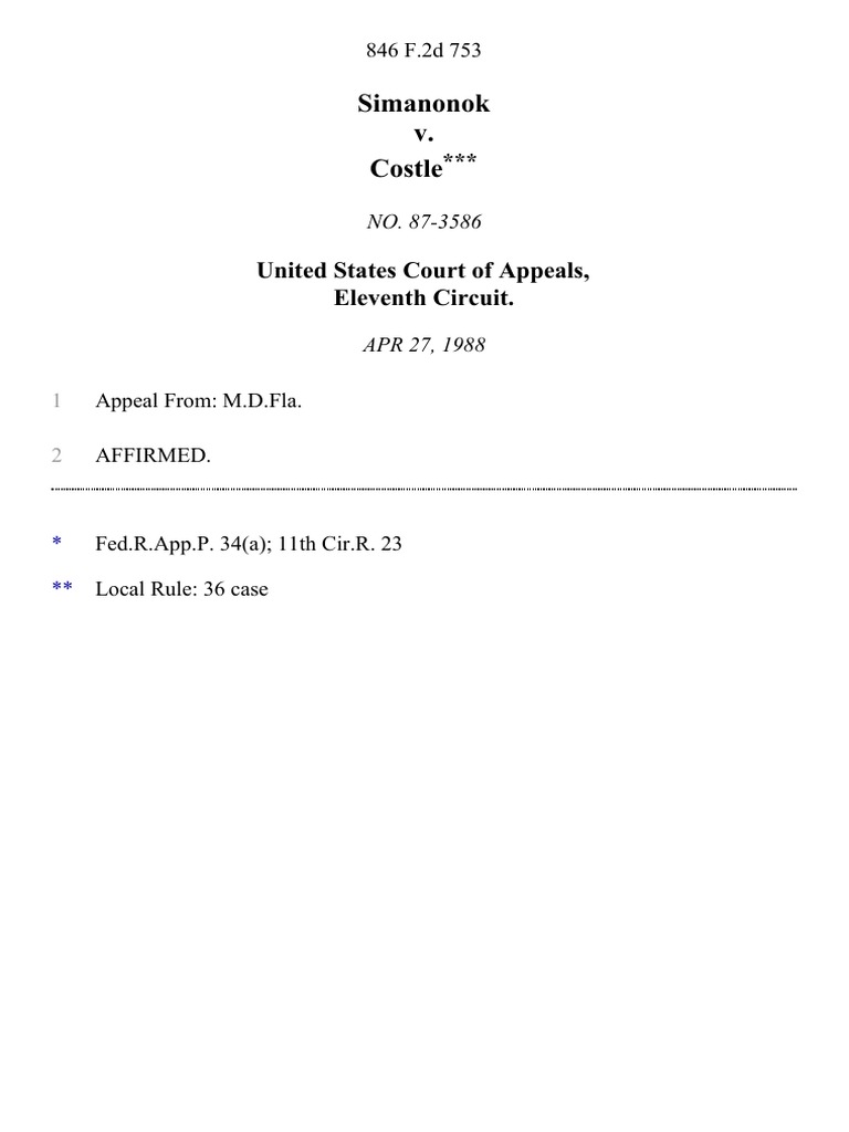 Simanonok v. Costle, 846 F.2d 753, 11th Cir. (1988) | PDF | Politics ...