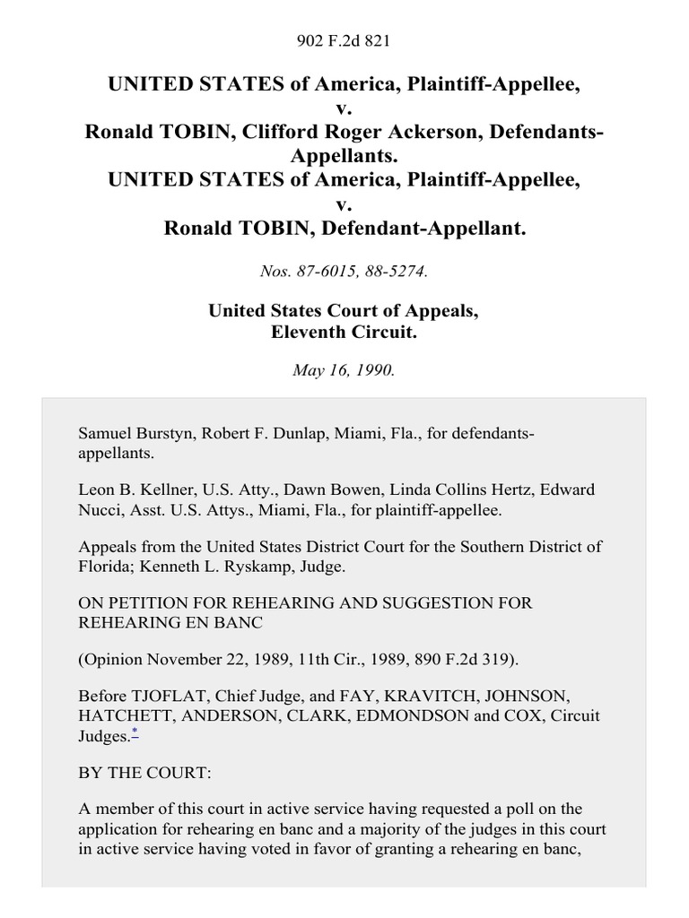 United States v. Ronald Tobin, Clifford Roger Ackerson, United States ...
