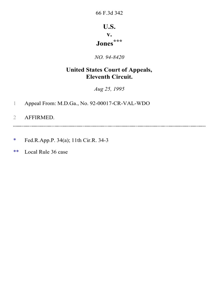United States v. Jones, 66 F.3d 342, 11th Cir. (1995) | PDF | United ...
