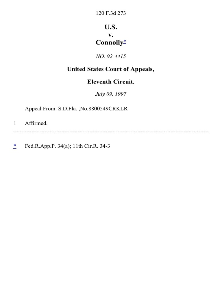 United States v. Connolly, 120 F.3d 273, 11th Cir. (1997) | PDF
