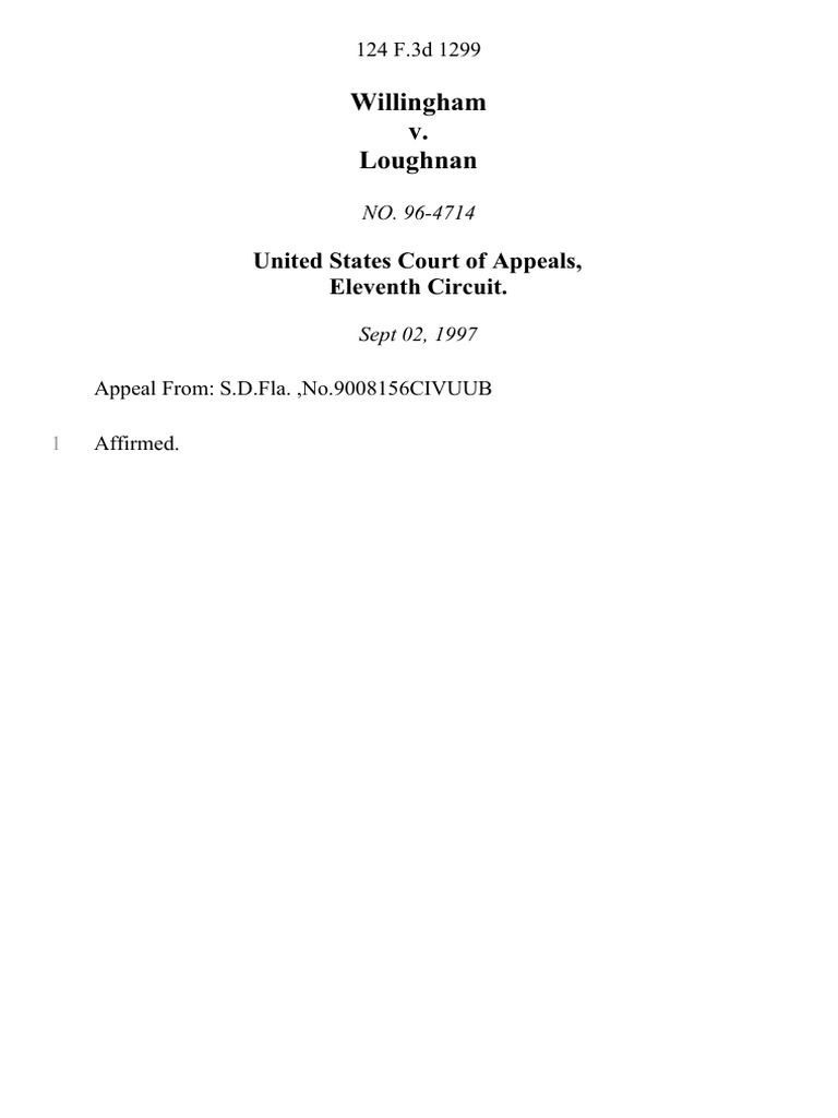 Willingham v. Loughnan, 124 F.3d 1299, 11th Cir. (1997) | PDF