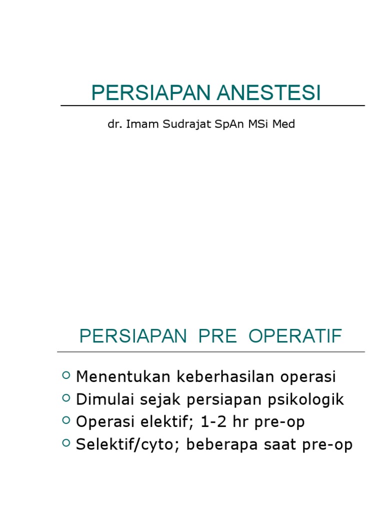 Pre-anesthesia Preparation and Physical Exam | PDF