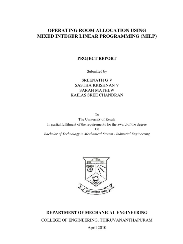 Operating Room Allocation Using Mixed Integer Linear Programmig Milp Pdf Matlab Matrix 7449