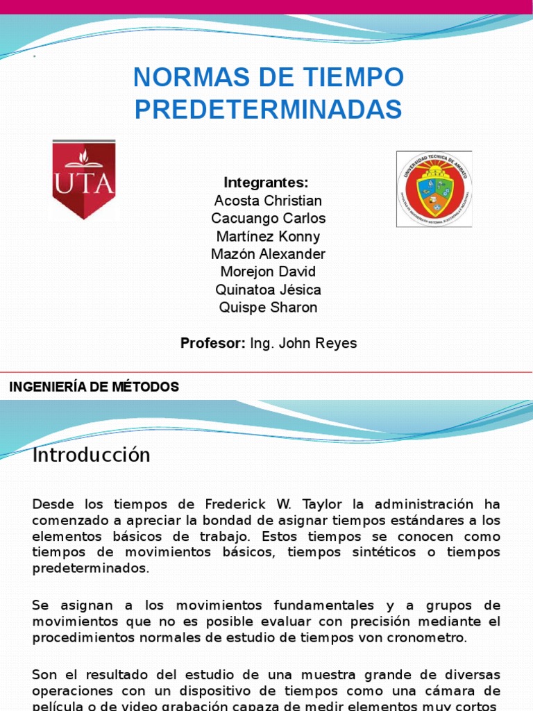 Normas de Tiempo Predeterminados | PDF | Movimiento (física) | Medición