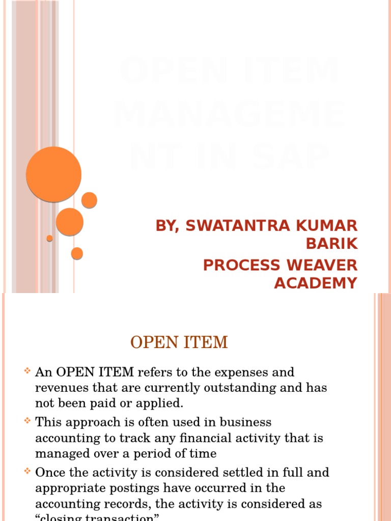Open Item Management in Sap | PDF | Debits And Credits | Accrual