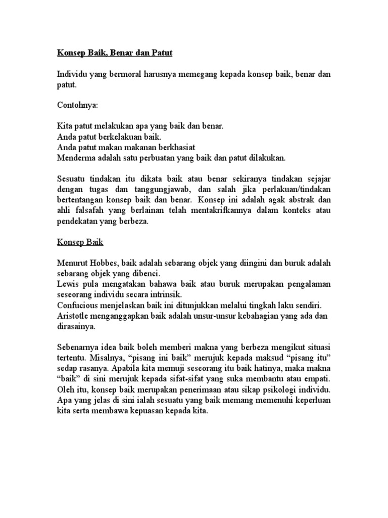 Konsep Baik, Benar, Patut | PDF
