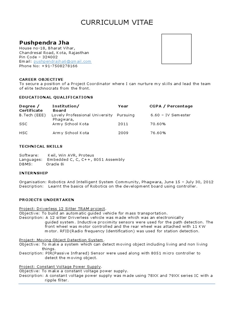 Curriculum Vitae: Pushpendra Jha | PDF | Operational Amplifier | Electrical Engineering