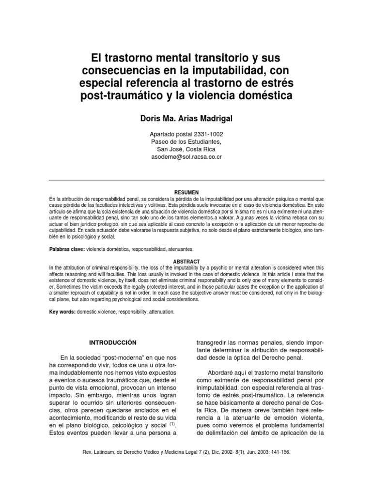 Trastorno Mental Transitorio PDF | PDF