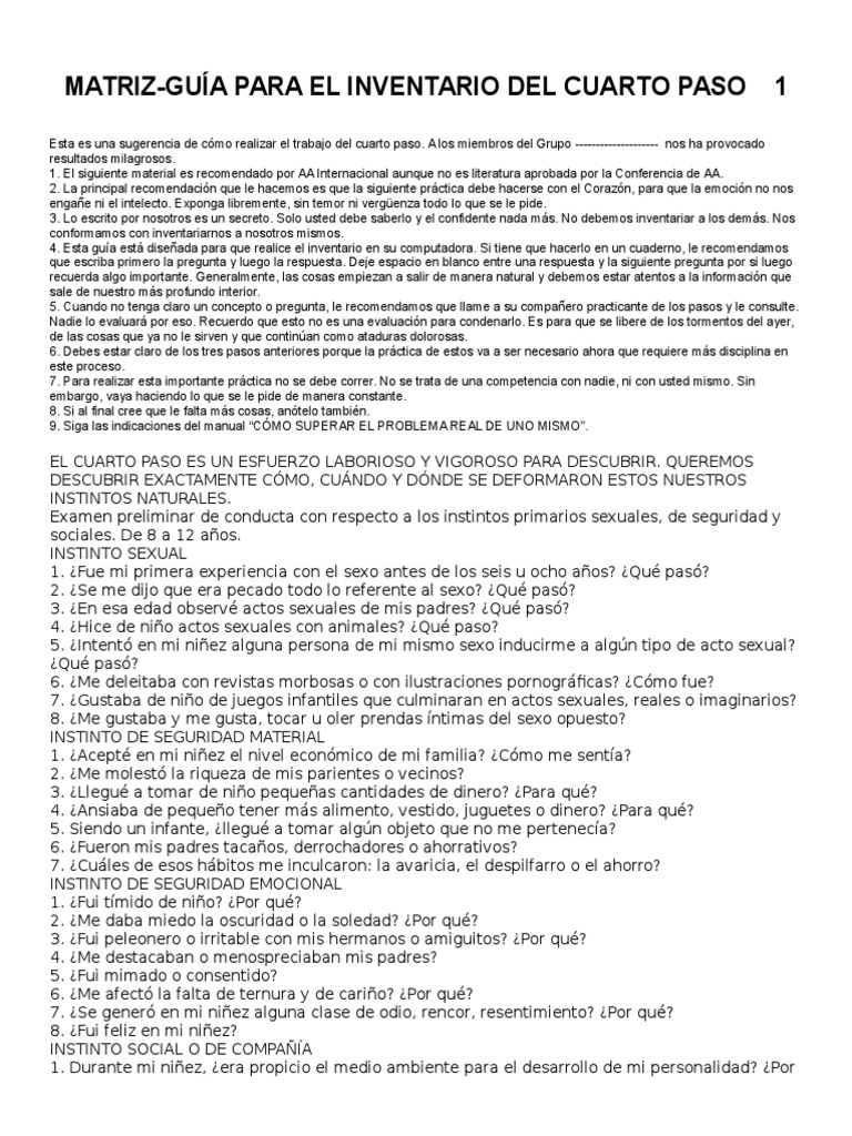 Guia Del Cuarto Paso | PDF