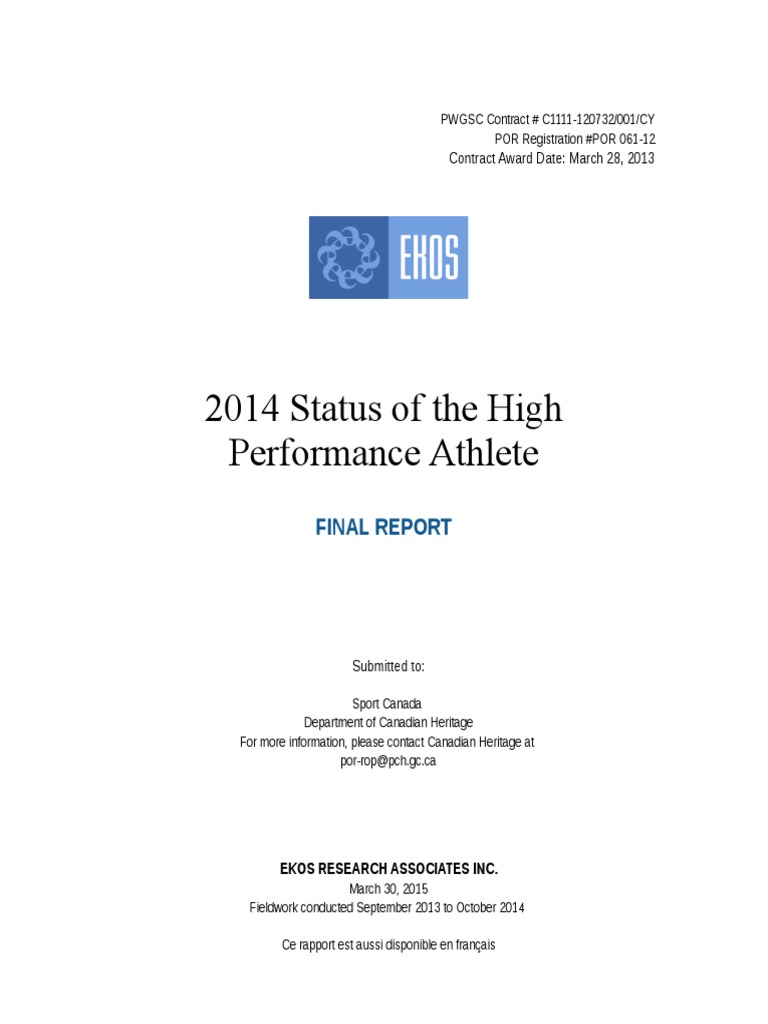 2014 Status of The High Performance Athlete Study | PDF | Survey ...