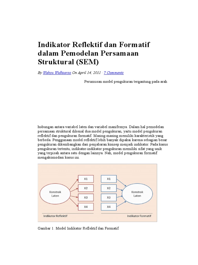 Indikator Reflektif vs Formatif dalam SEM | PDF