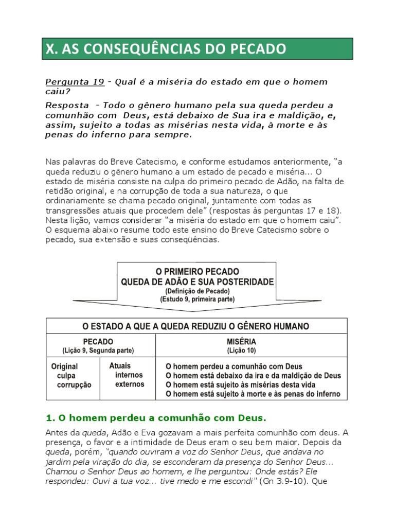 10 As Consequencias Do Pecado Pdf Pdf Adão E Eva Pecado