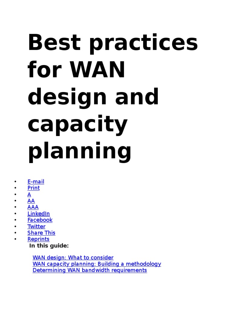 Best Practices For WAN Design and Capacity Planning | PDF | Wide Area ...