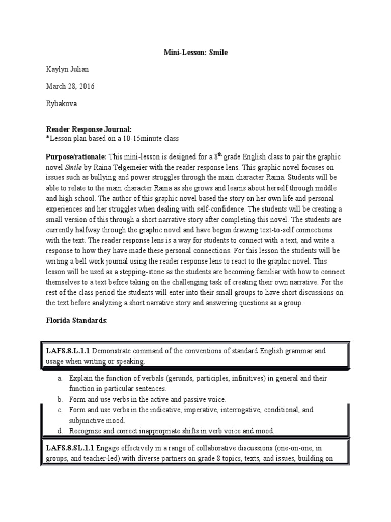 Mini-Lesson - Smile | PDF | Educational Assessment | Classroom
