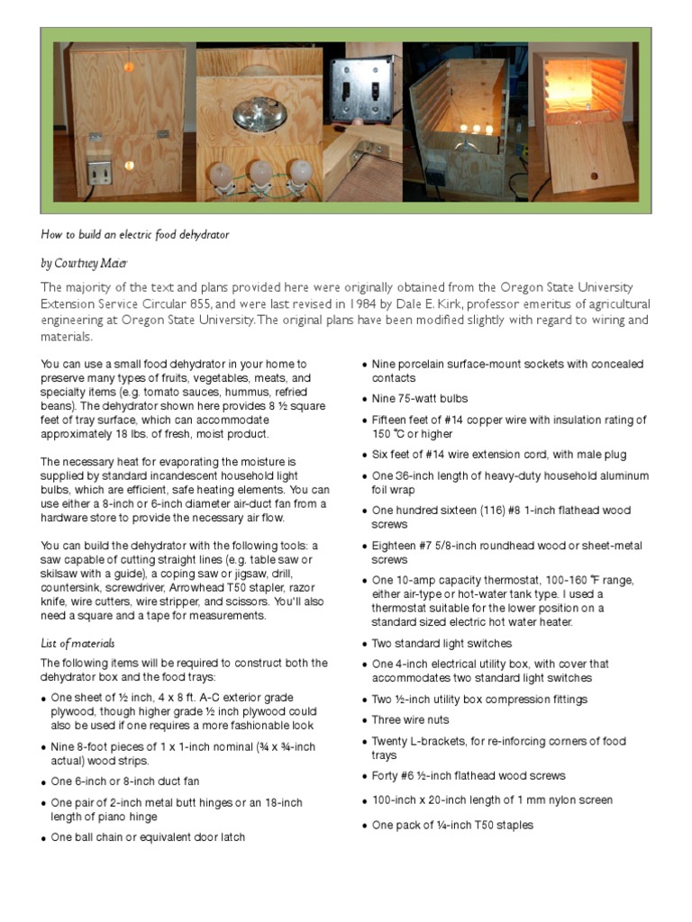 Electric Food Dehydrator Plans | PDF | Plywood | Screw