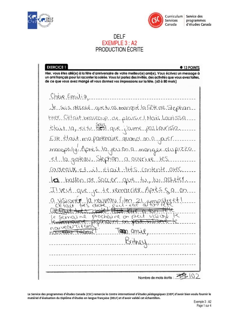 Образец письма delf b2 - 91 фото