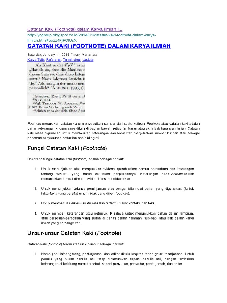 Cara Membuat Footnote Dan Body Note | PDF