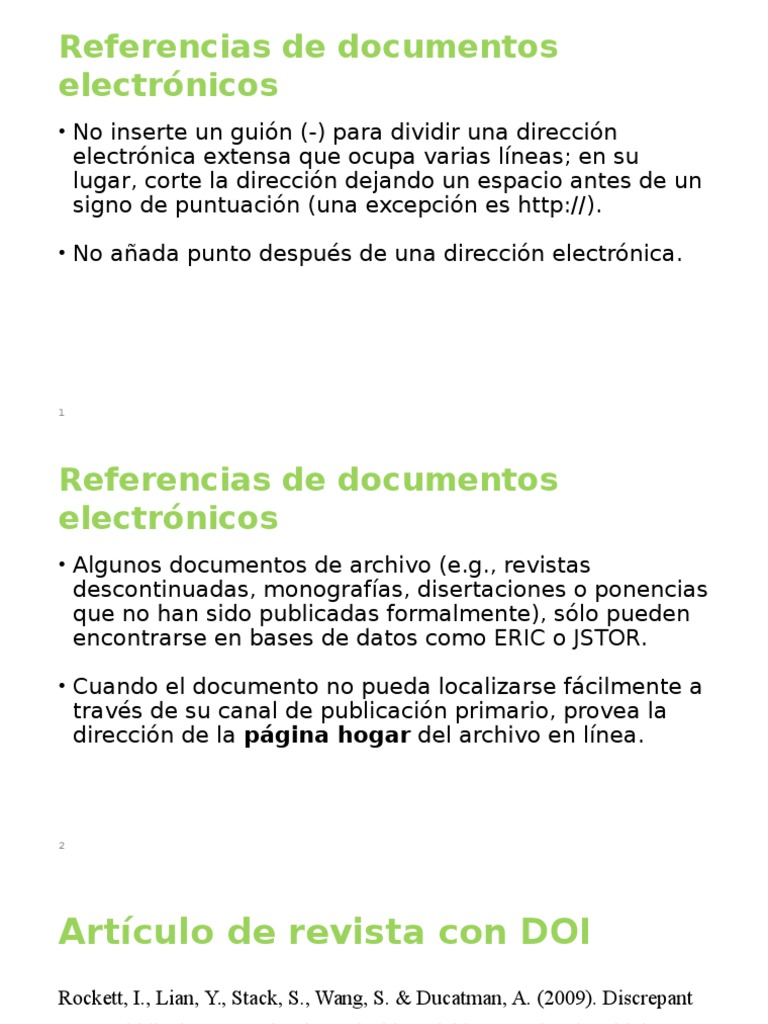 Apa - Referencias de Documentos Electrónicos | PDF | Comillas | Estilo apa