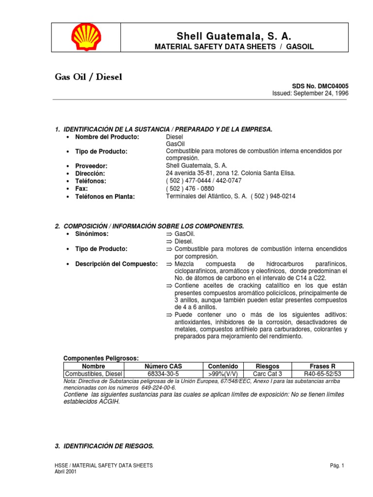 MSDS - Diesel | PDF | Contaminación | Combustible diesel