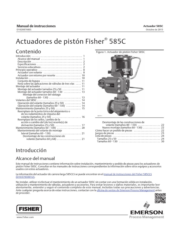 Actuadores de Pistón Fisher 585C | PDF | Solenoide | Tornillo