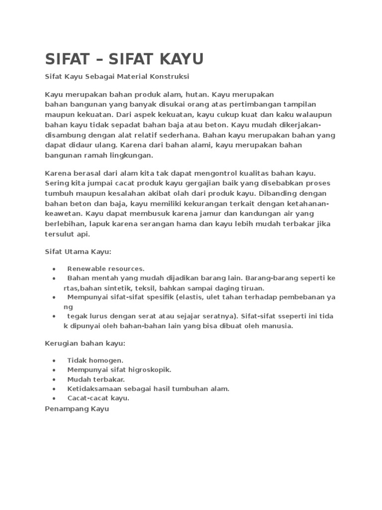 Sifat Sifat Kayu | PDF