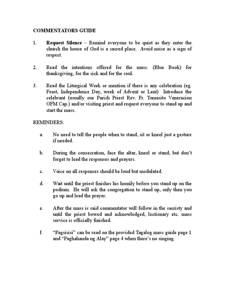 Commentators Guide | PDF