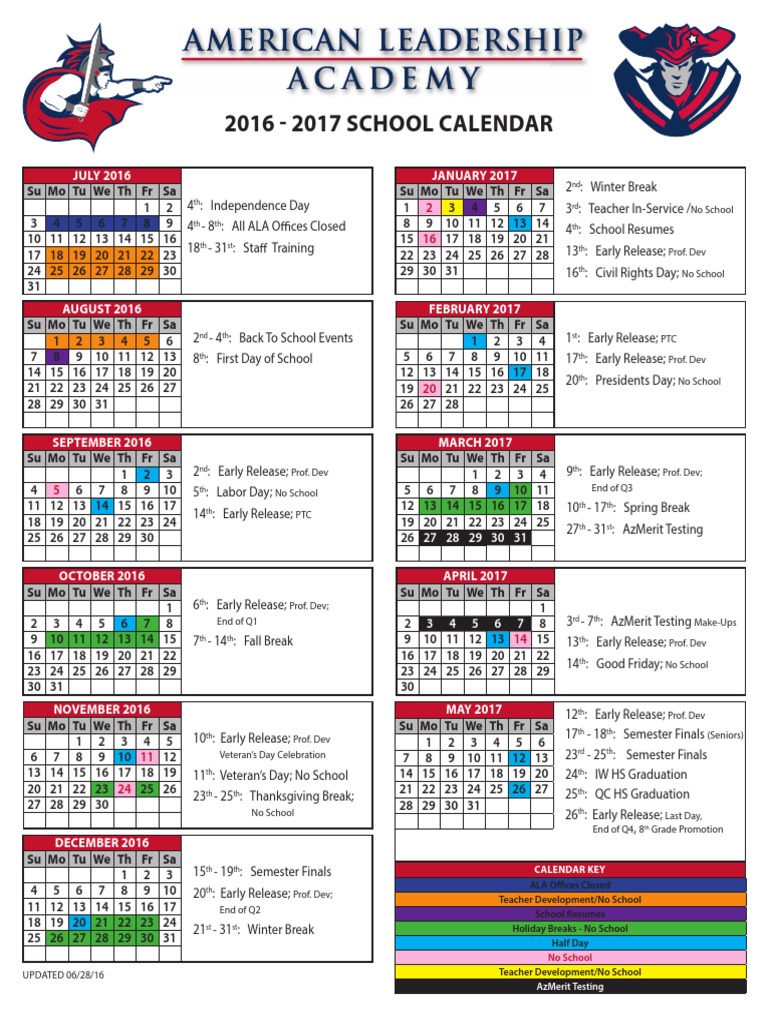16 17 School Calendar 62816 | PDF | Sports & Recreation