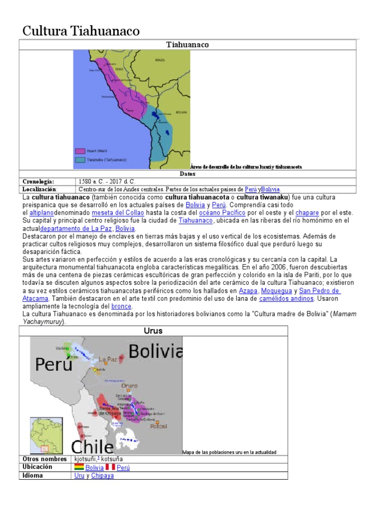 Ubicación de la Cultura Tiahuanaco | PDF | Andes | Idiomas