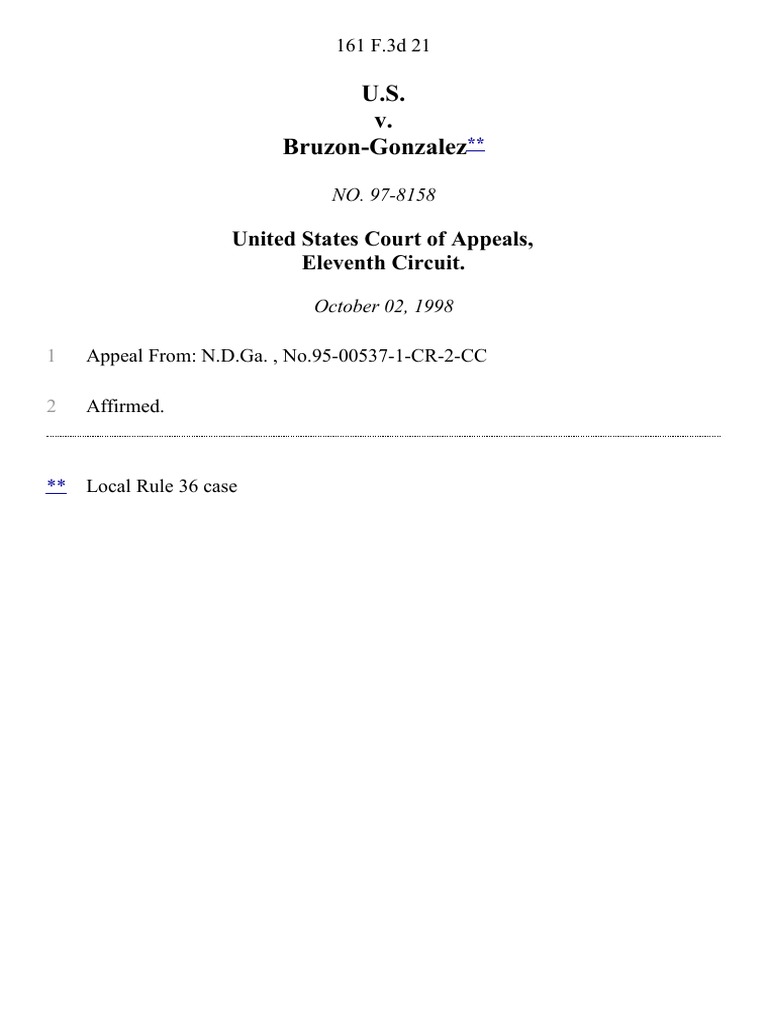United States v. Bruzon-Gonzalez, 161 F.3d 21, 11th Cir. (1998) | PDF