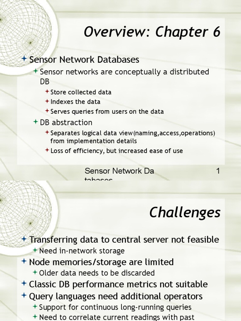 Overview: Chapter 6: Sensor Network Databases | PDF | Database Index | Wireless Sensor Network
