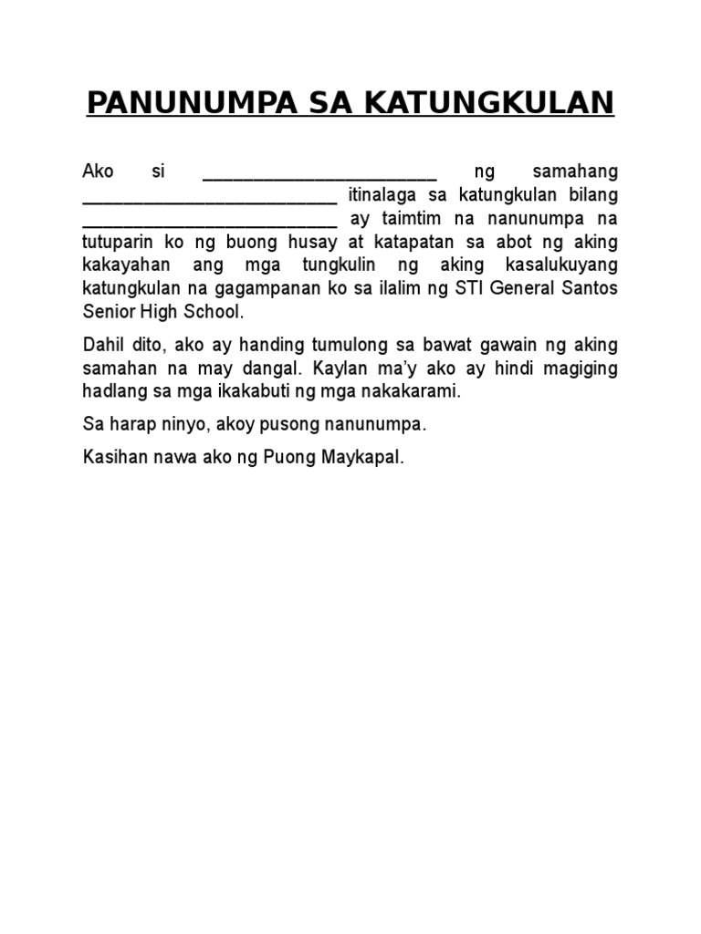 Panunumpa Sa Katungkulan | PDF