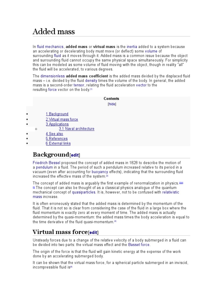 Added Mass | PDF | Physical Quantities | Mass