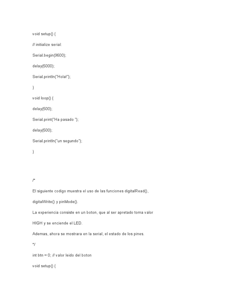 Programas Arduino | Descargar gratis PDF | Áreas de informática | Programación de computadoras