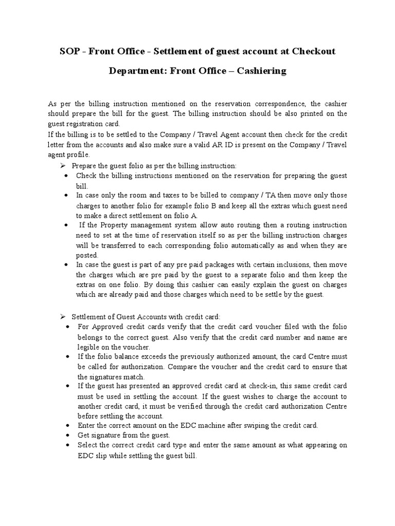 Sop Check Out Individual | PDF | Cheque | Credit Card