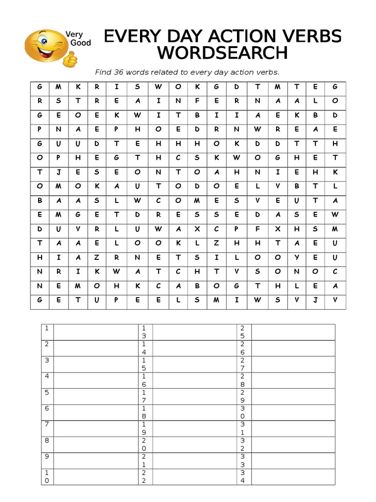 VERBS Wordsearch | PDF