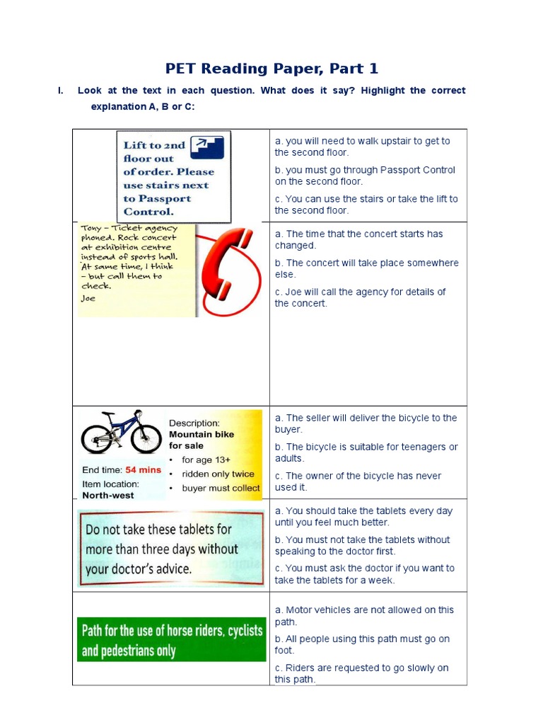 Pet Reading Part 1 Ex 3