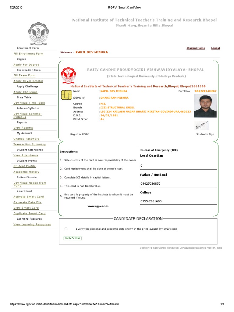 RGPV - Smart Card View | PDF