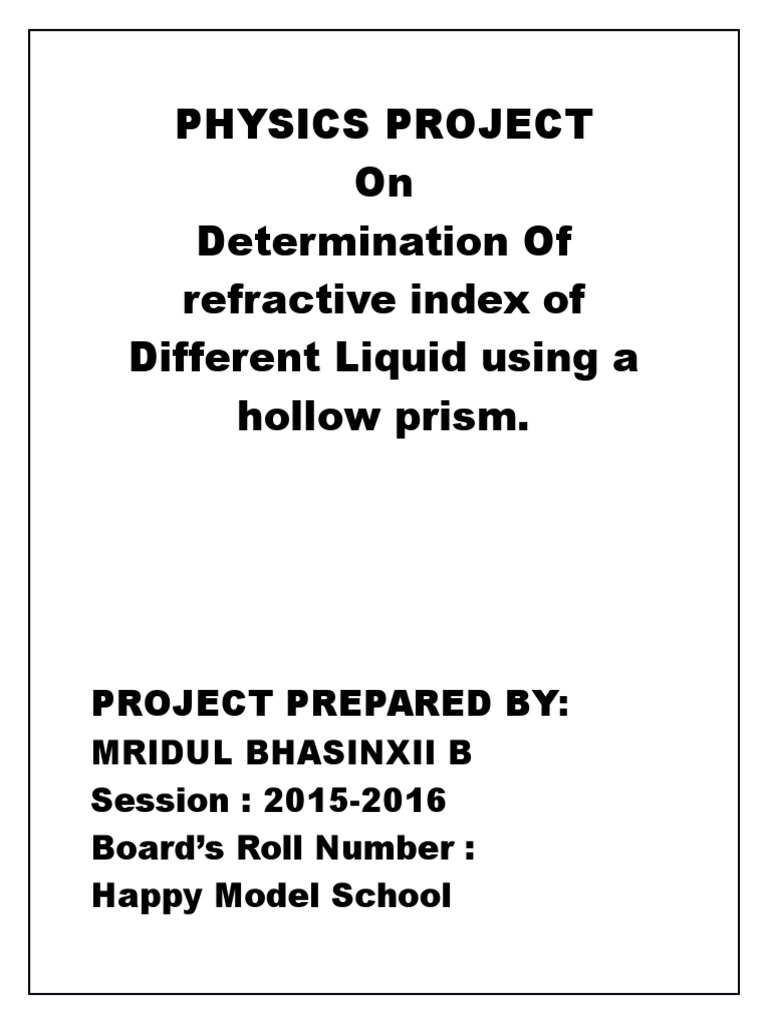 Physics Project | PDF | Prism | Refraction