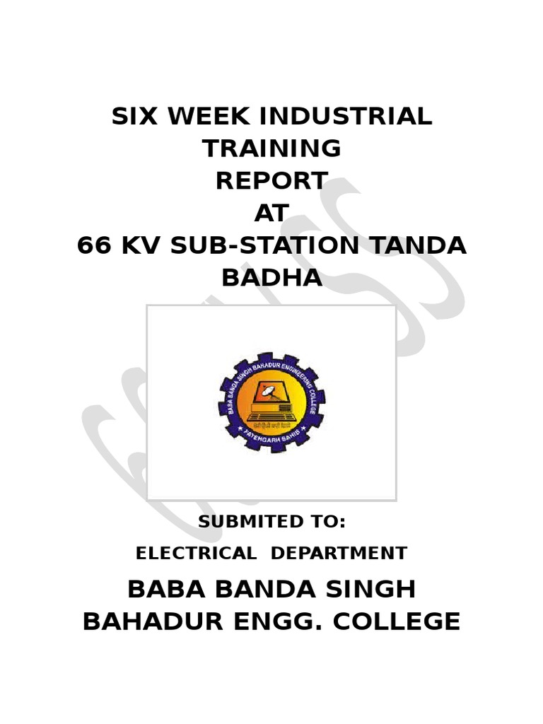 Six Week Industrial Training At 66 Kv Sub Pdf Electrical Substation