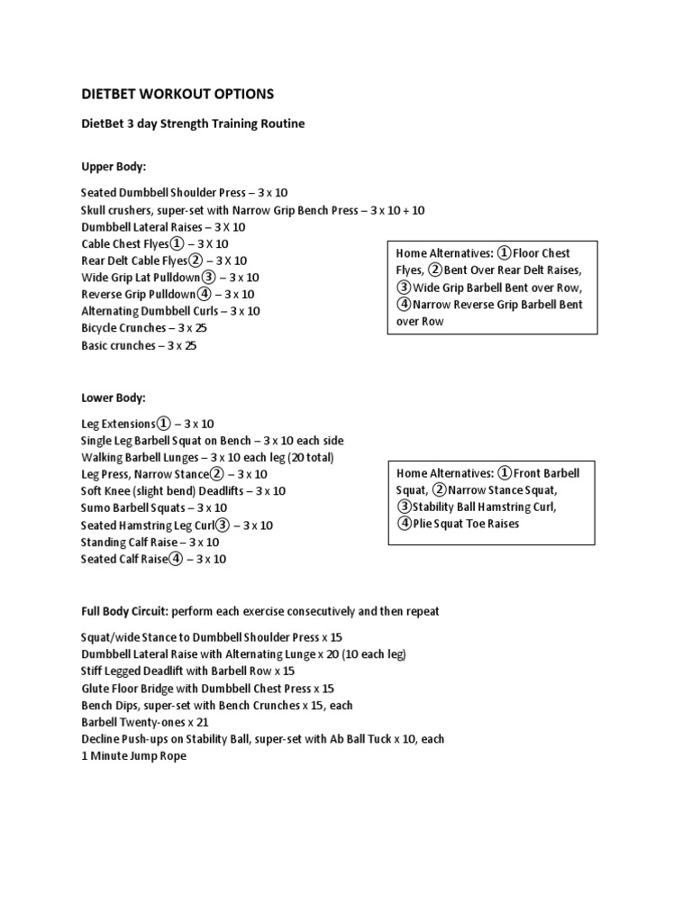 Dietbtet Workout Options Free | PDF | Weight Training | Physical Exercise