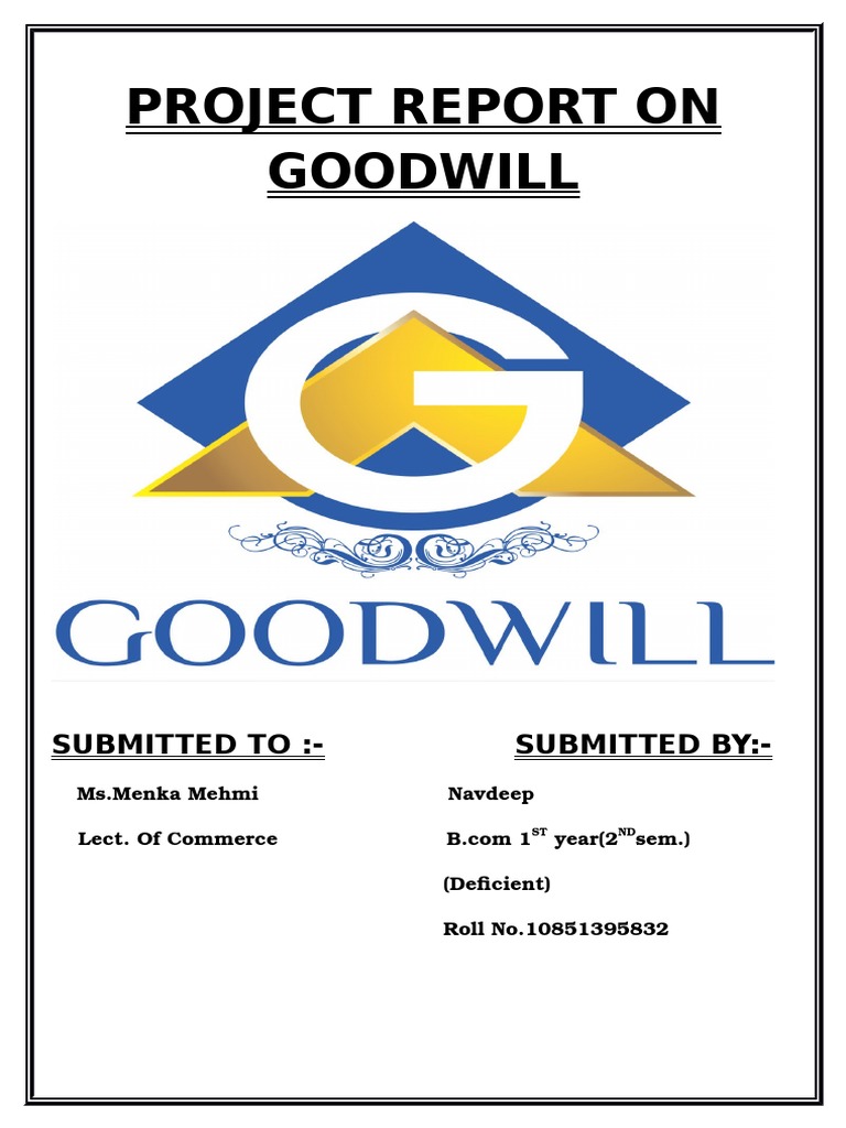 Project Report On Goodwill | PDF | Goodwill (Accounting) | Valuation ...