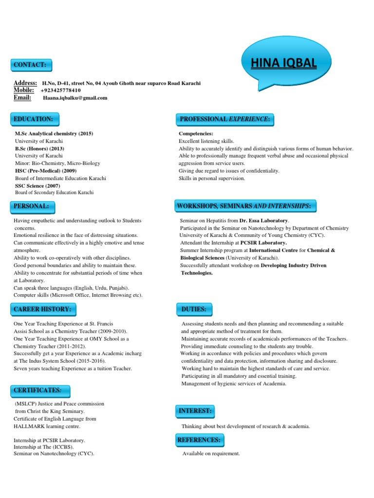Hina CV PDF | PDF | Internship | Job Hunting