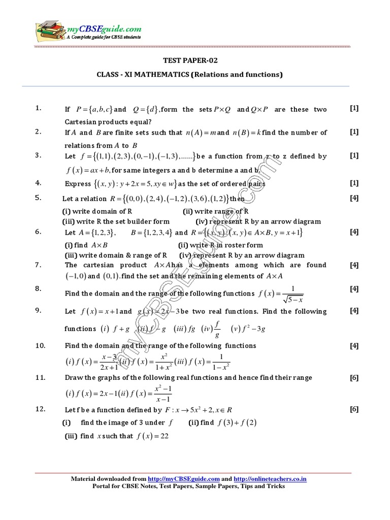 Class XI Math: Relations & Functions | PDF | Teaching Methods ...
