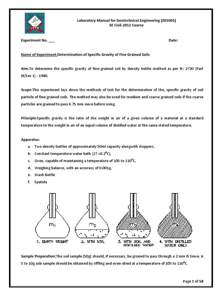 Lab Manual for Soil Testing | Strength Of Materials | Soil
