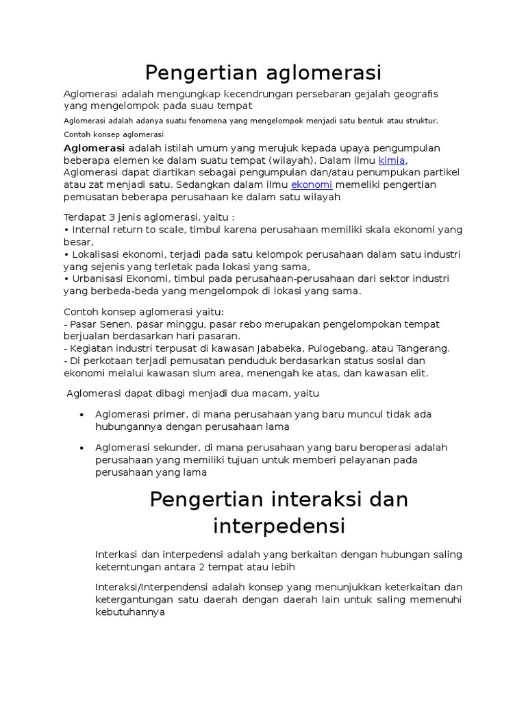 Pengertian Aglomerasi | PDF | Ilmu Sosial